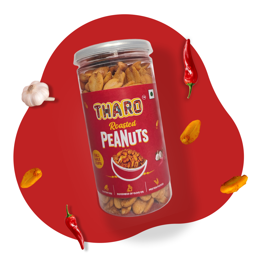 Chilli Garlic Roasted Peanuts | 90 gms – THARO SNACKS