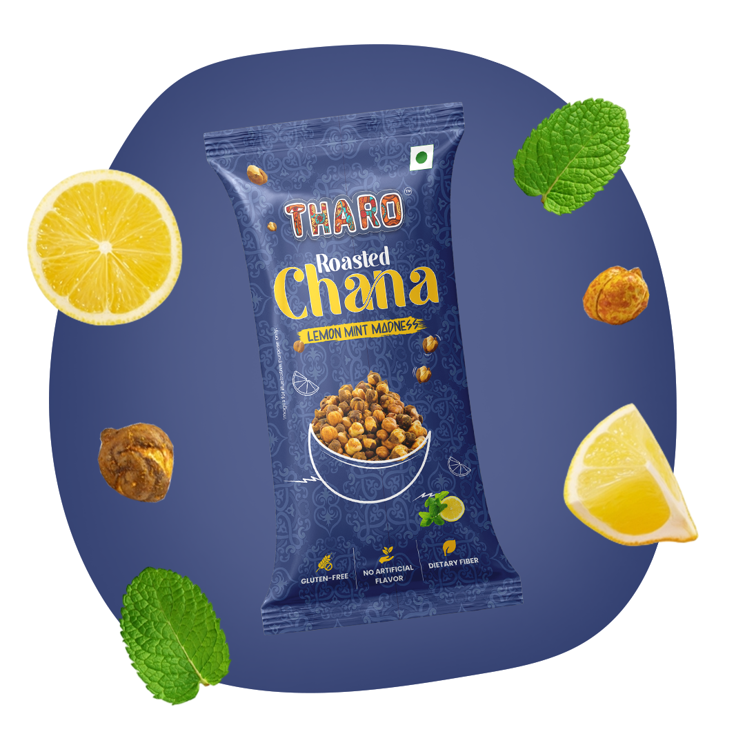 THARO Lemon Mint Roasted Chana | Pack of 12 | 480gms – THARO SNACKS