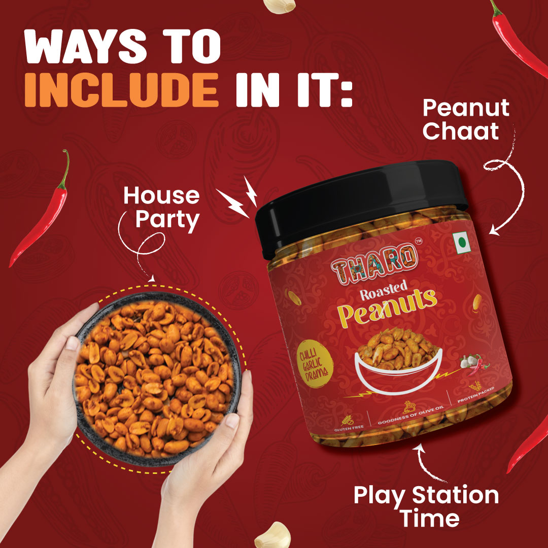 Chilli Garlic Roasted Peanuts | 90 gms – THARO SNACKS