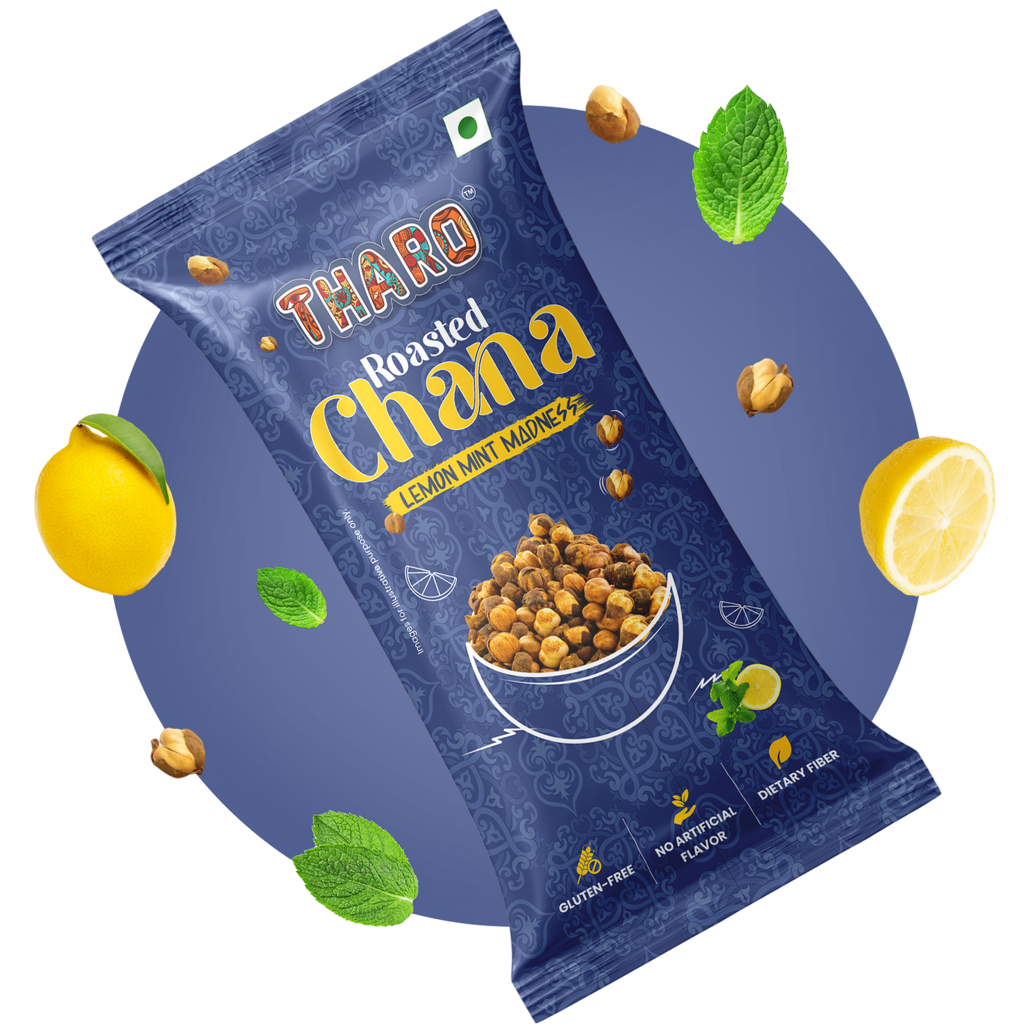 THARO Lemon Mint Roasted Chana with goodness of olive oil | Small pack – THARO SNACKS